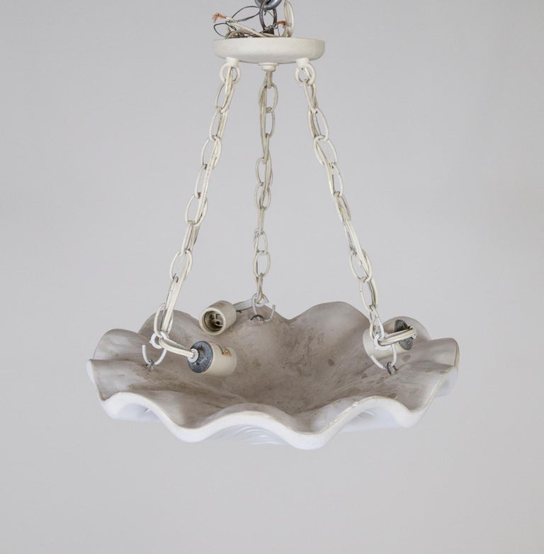 Vintage Undulating Ribbed Plaster Shell Pendant at 1stDibs