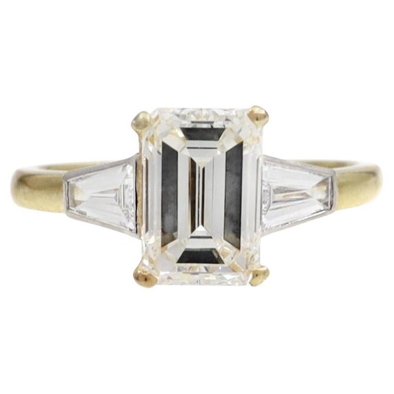 Vintage 1.74ct Emerald Cut Diamond Solitaire Engagement Ring in 18kt ...