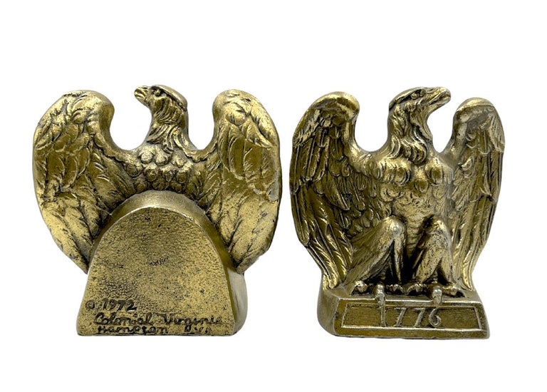 Vintage "1776" Brass American Eagle Bookends by Colonial Virginia at ...