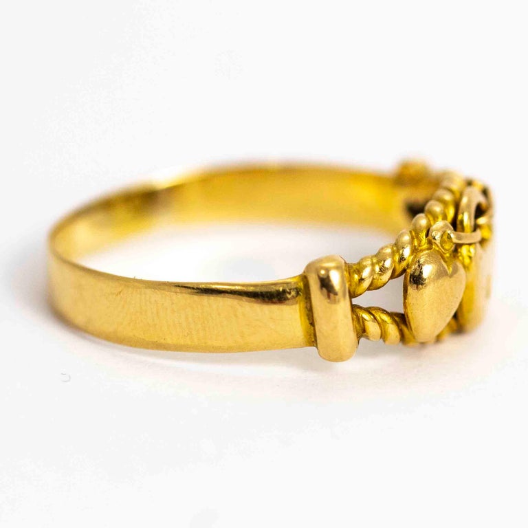 Vintage 18 Carat Gold Heart Padlock Ring at 1stDibs