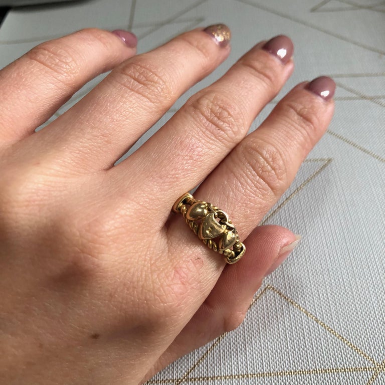 Vintage 18 Carat Gold Heart Padlock Ring at 1stDibs