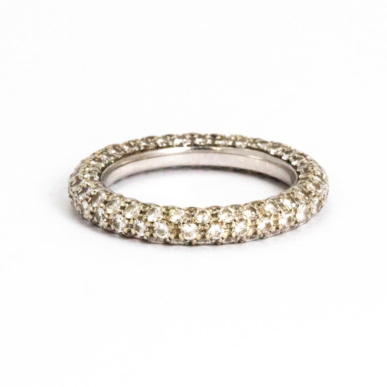 Vintage 18 Carat White Gold Multiple Row Diamond Eternity Band For Sale ...
