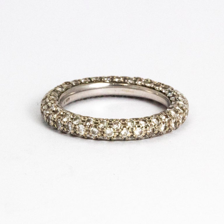 Vintage 18 Carat White Gold Multiple Row Diamond Eternity Band For Sale ...