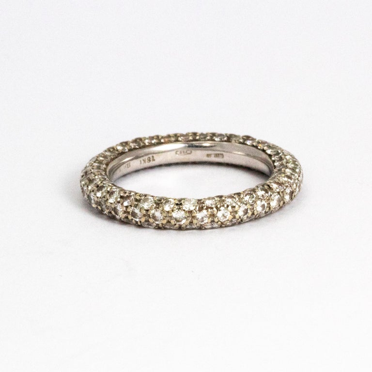 Vintage 18 Carat White Gold Multiple Row Diamond Eternity Band For Sale ...