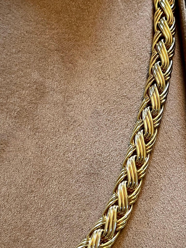 Vintage 18 K Yellow Gold Cable Knit Neckalce and Bracelet Signed ...