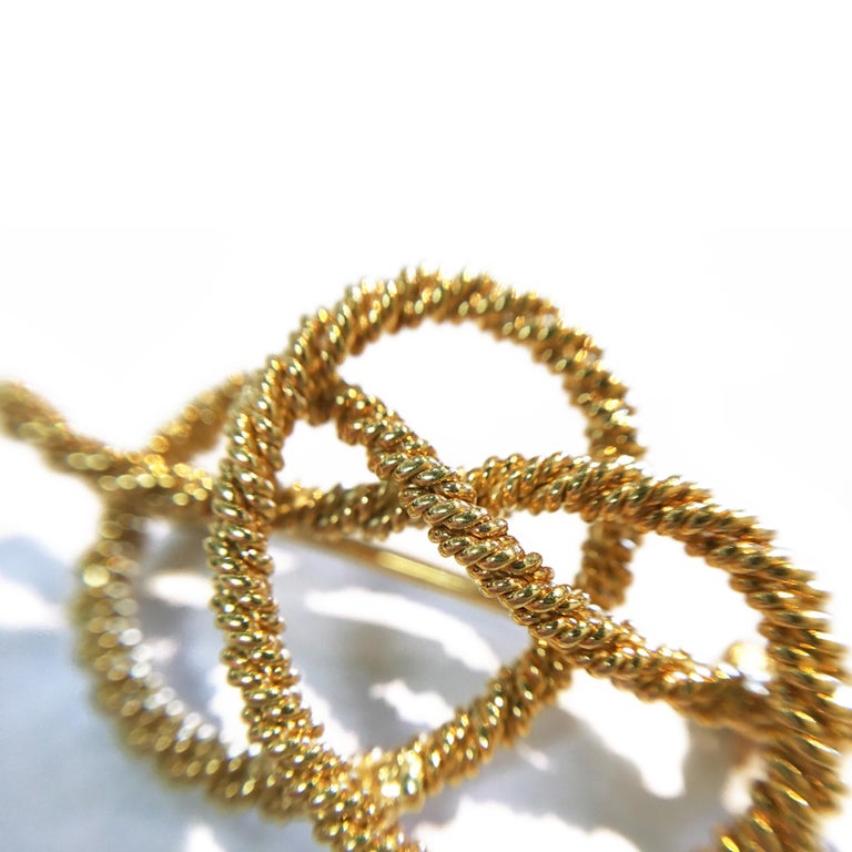 Vintage 18 Karat Gold Corded Knot Pretzel Brooch/Pin For Sale (Free ...