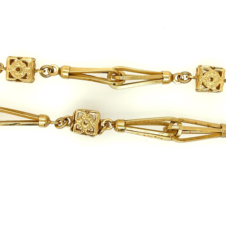 Vintage 18 Karat Gold Fancy Link Long Chain at 1stDibs
