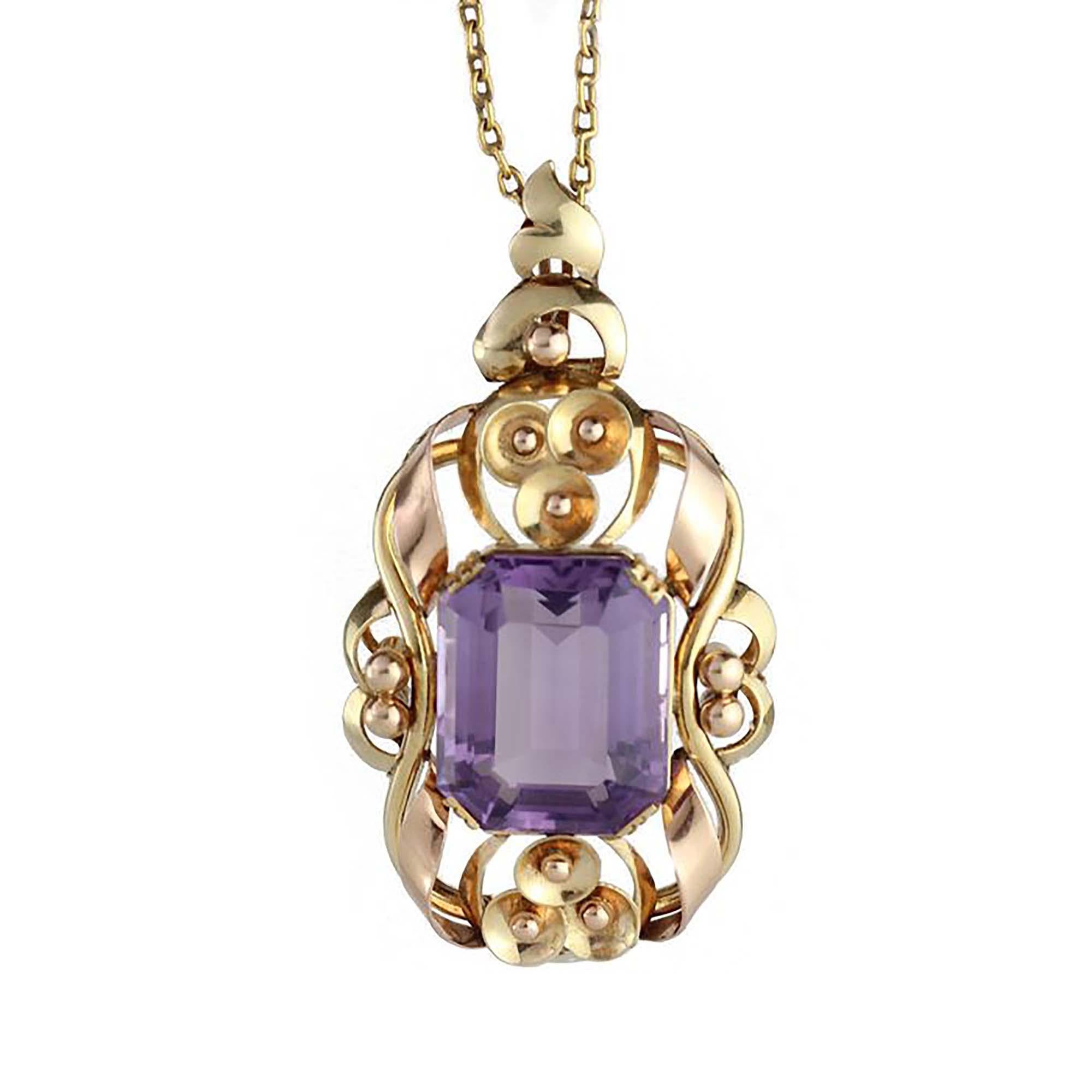 1950's Five Faceted Amethyst And Gold Crown Charm With Bail at 1stDibs
