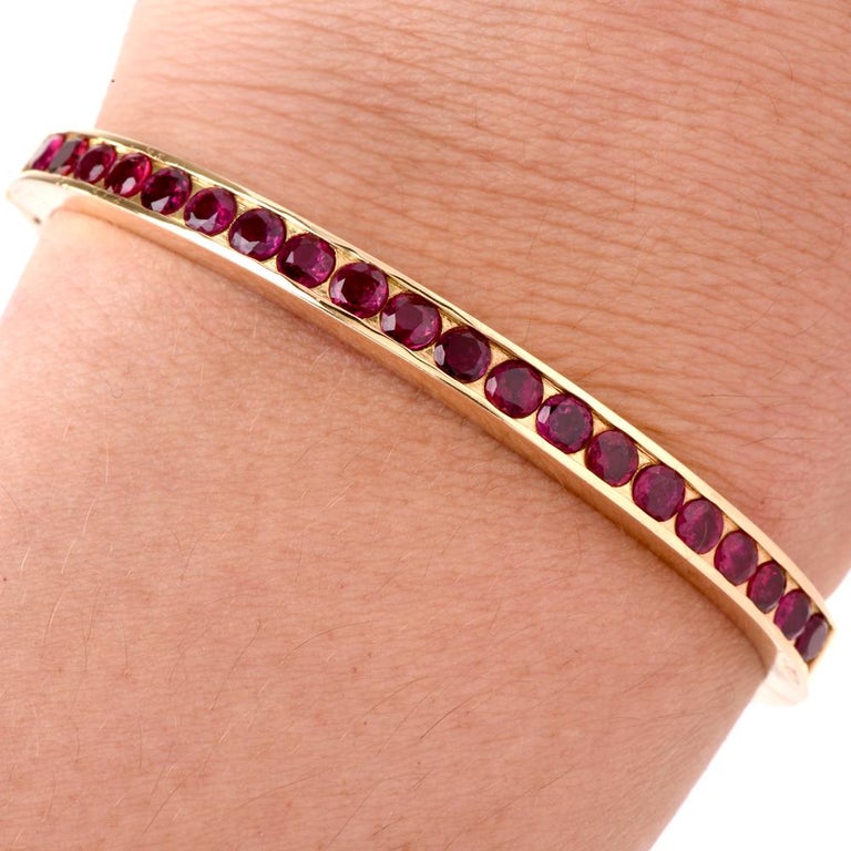Vintage 18 Karat Gold Ruby Bangle Bracelet For Sale at 1stDibs | vintage ruby bracelet