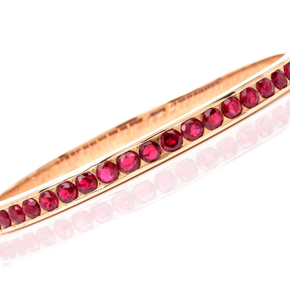Vintage 18 Karat Gold Ruby Bangle Bracelet For Sale at 1stDibs | vintage ruby bracelet