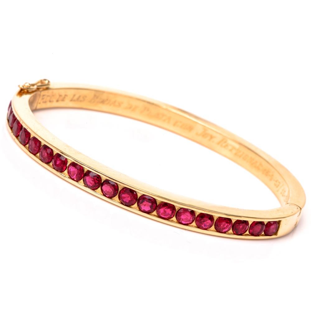 Vintage 18 Karat Gold Ruby Bangle Bracelet For Sale at 1stDibs | vintage ruby bracelet