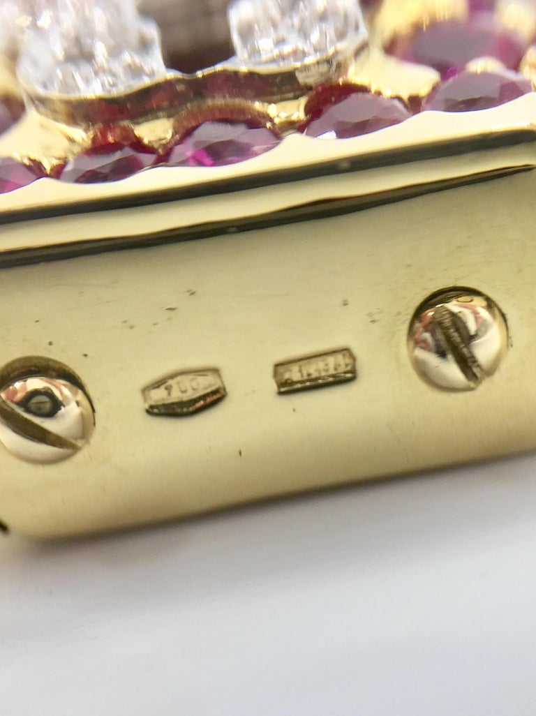 Vintage 18 Karat Lock and Key Ruby and Diamond Necklace For Sale at 1stDibs