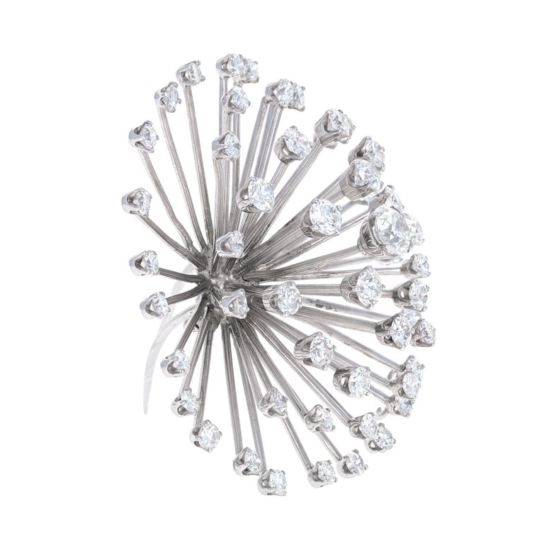 Vintage 18 Karat White Gold Diamond Firework Brooch at 1stDibs