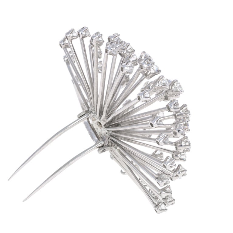 Vintage 18 Karat White Gold Diamond Firework Brooch at 1stDibs