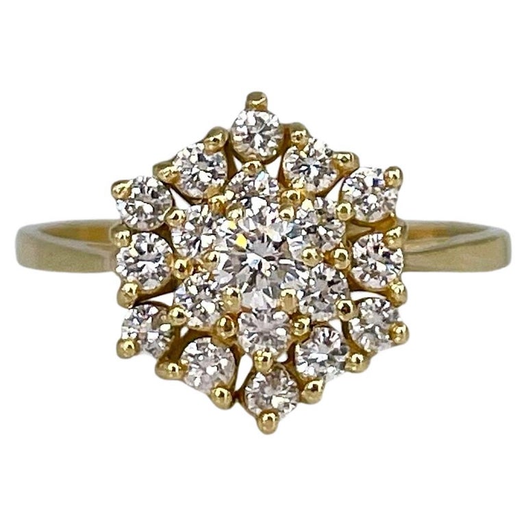 Vintage 18 Karat Yellow Gold 0.50 Carat Diamond Cluster Ring For Sale ...
