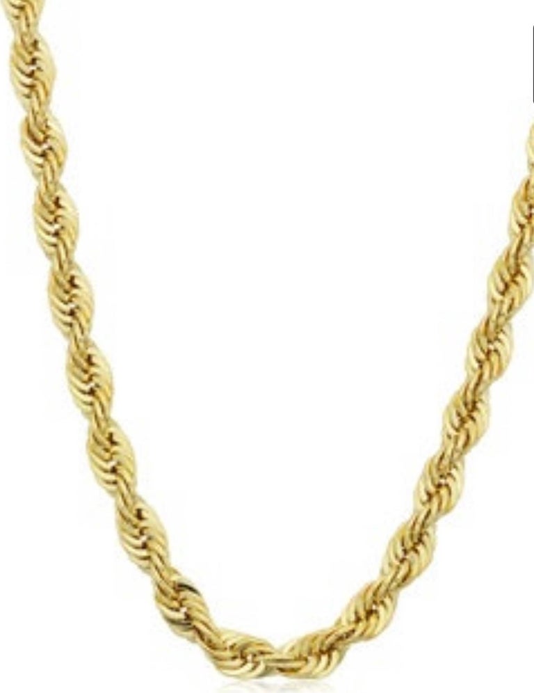 Vintage 18 Karat Yellow Gold 16 Gm Rope Chain, Opera Length at 1stDibs
