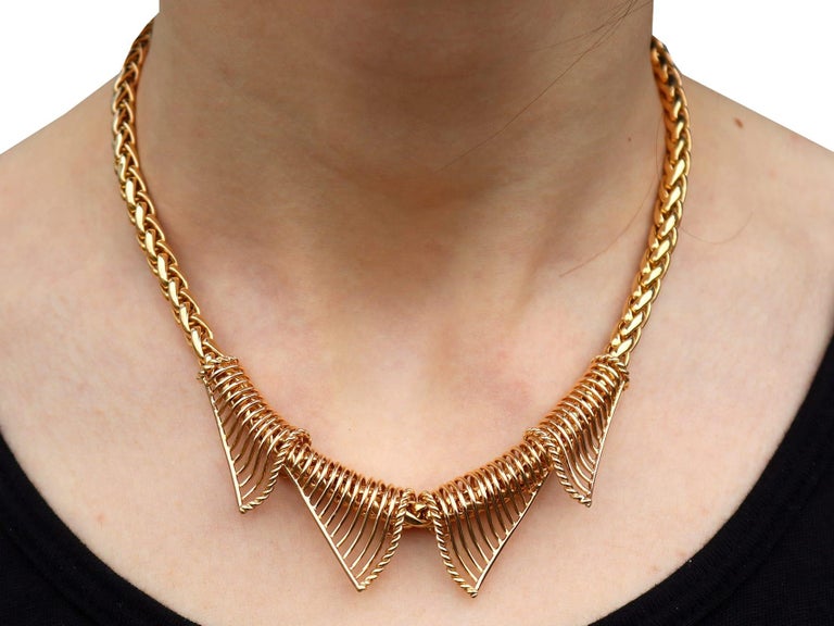 Vintage 18 Karat Yellow Gold Collarette Necklace For Sale at 1stDibs