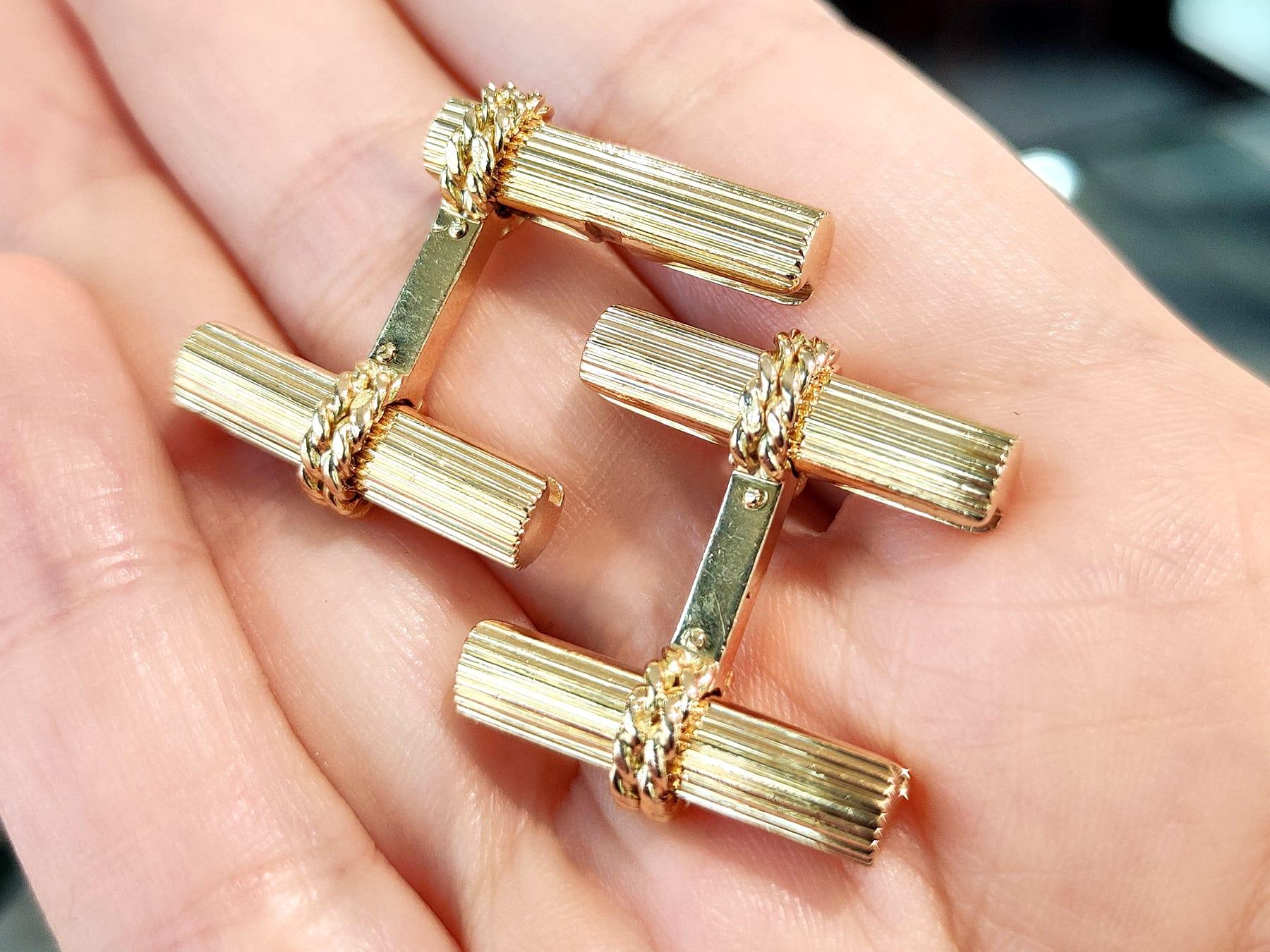 Vintage 18 Karat Yellow Gold Cufflinks by Cartier Circa 1980 For Sale ...