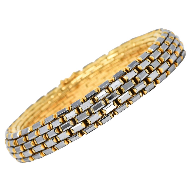 Vintage 18 Karat Yellow Gold Hematite Panther Link Vintage Bracelet For ...