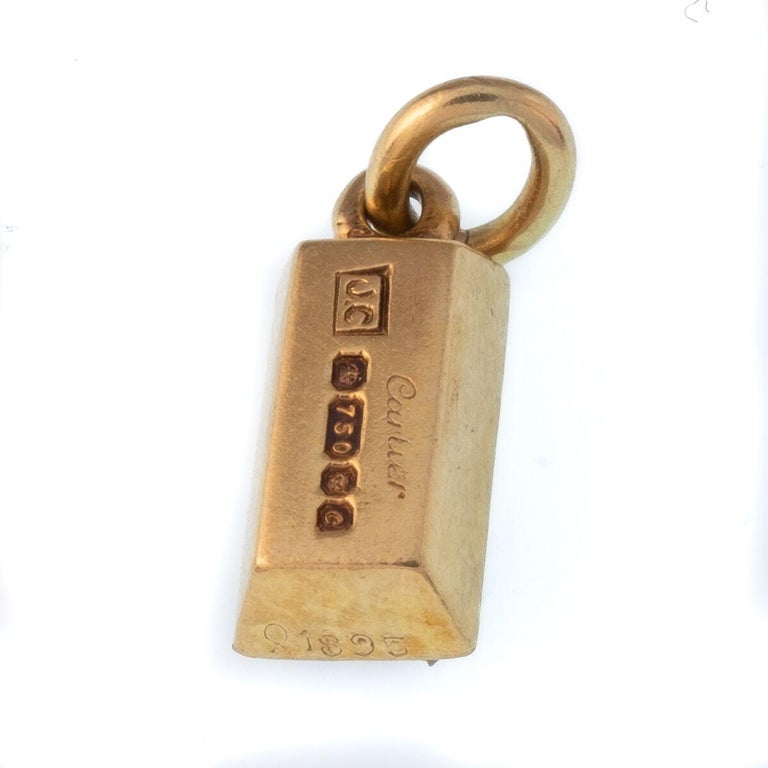 Vintage 18 Karat Yellow Gold Signed Cartier Ingot Charm at 1stDibs