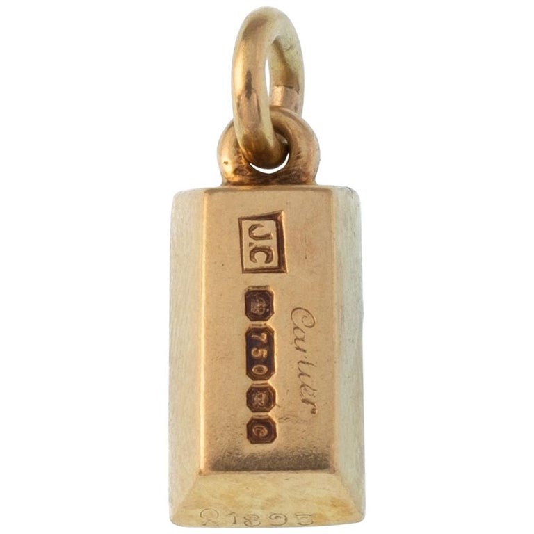 Vintage 18 Karat Yellow Gold Signed Cartier Ingot Charm at 1stDibs