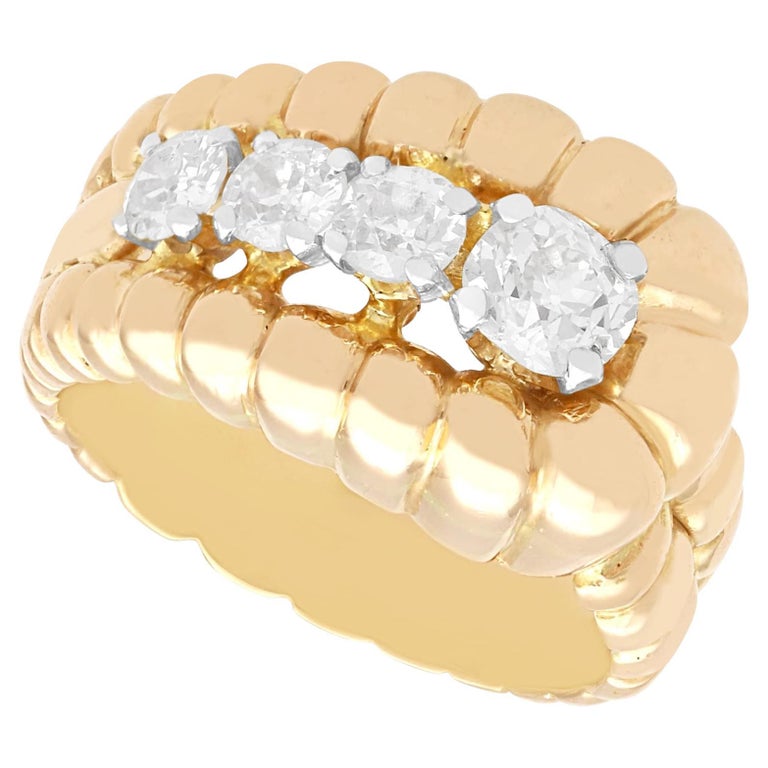 Vintage 1.80 Ct Diamond and 18 Ct Yellow Gold Dress Ring For Sale at ...