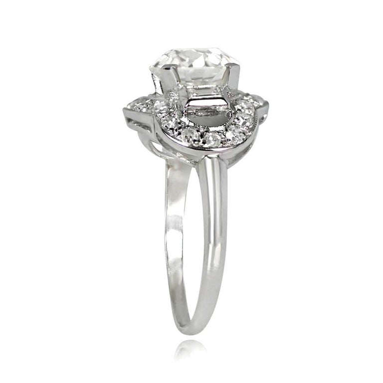 Vintage 1.84ct Old Euro-Cut Diamond Ring, Diamond Halo, Platinum, circa ...