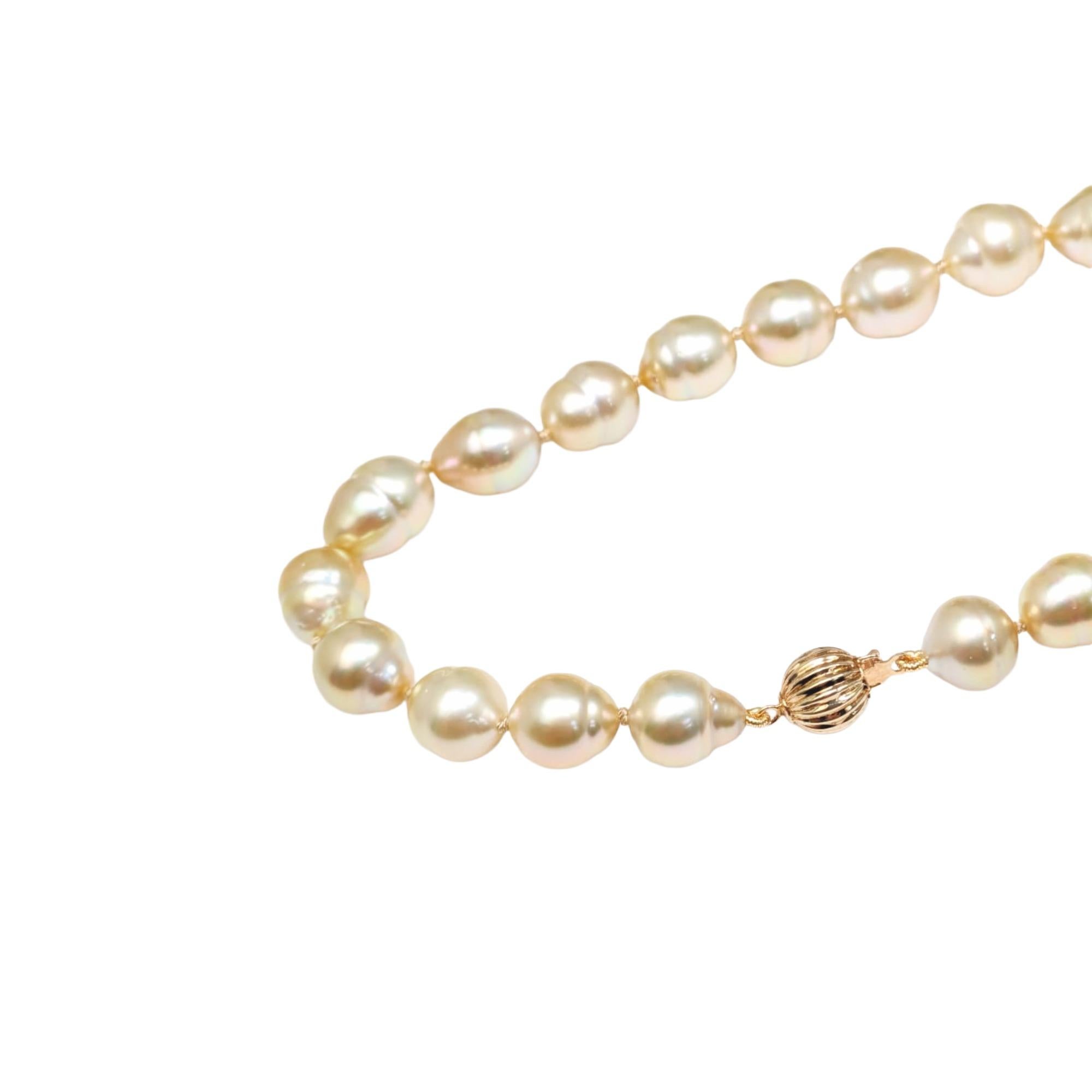 Vintage 18.5" Baroque South Sea Pearl Necklace in 14K Yellow Gold For ...