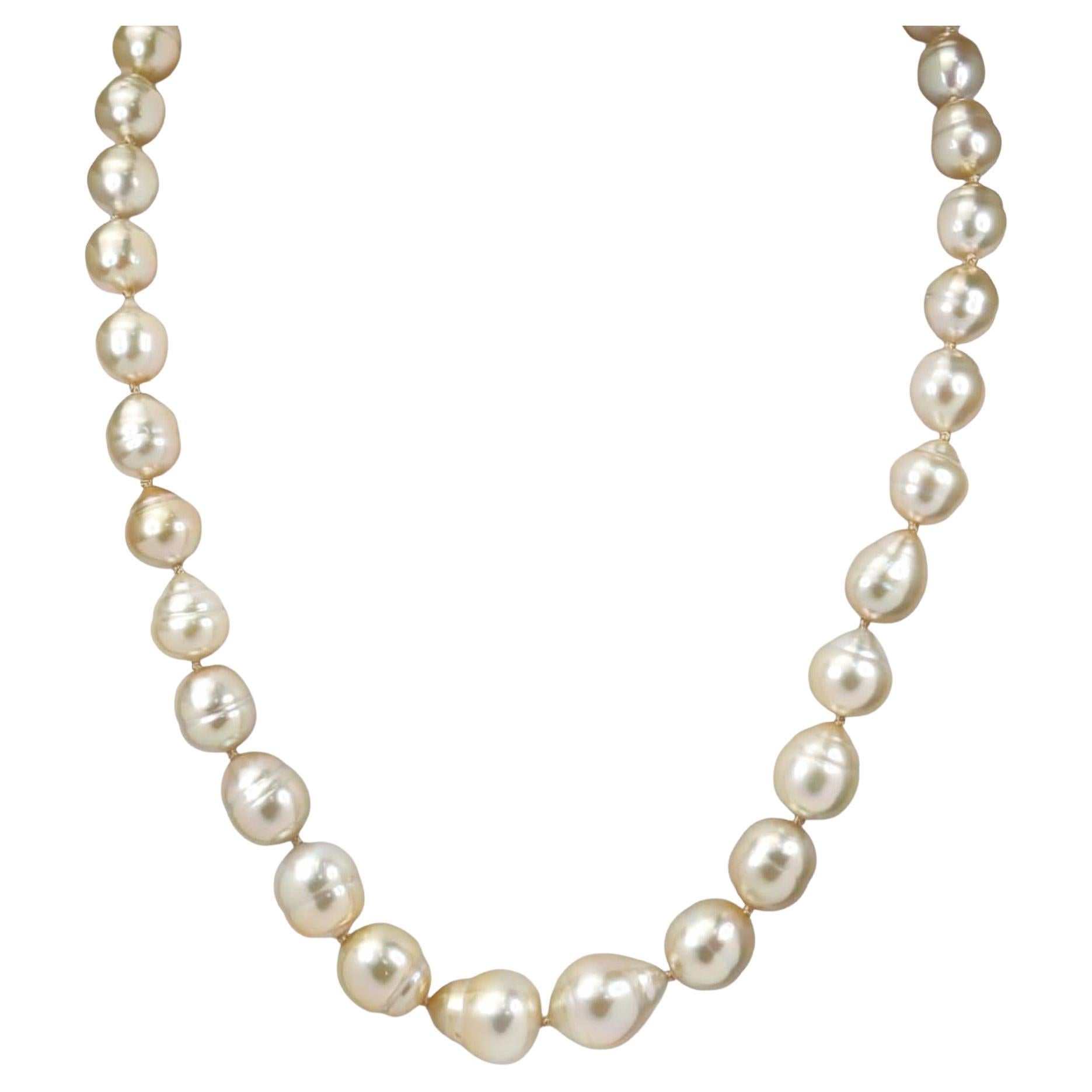 Vintage 18.5" Baroque South Sea Pearl Necklace in 14K Yellow Gold For ...