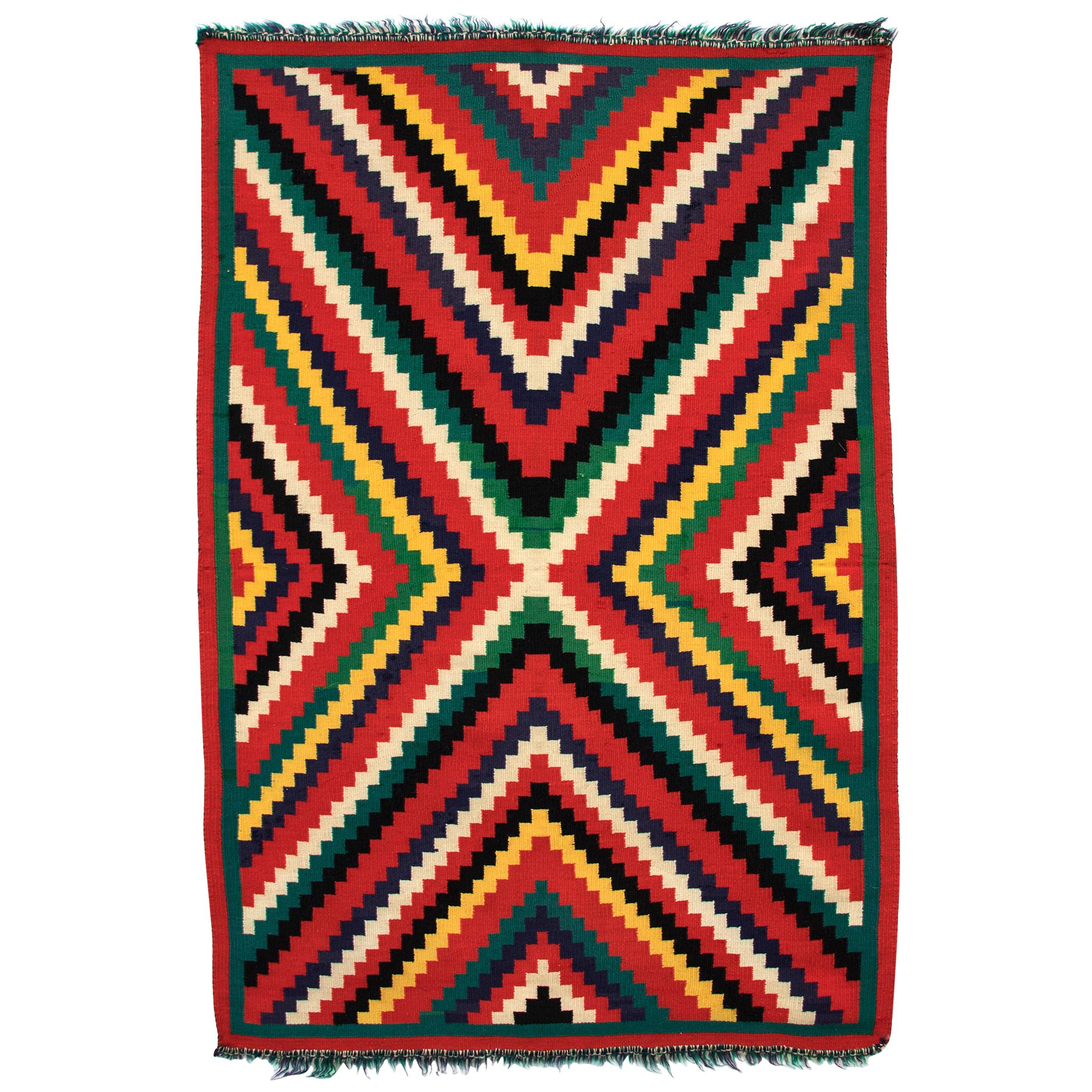 Navajo Germantown Wool Blanket, Patchwork Quilt Pictorial Weaving ...