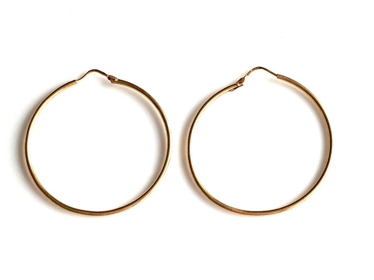 Vintage 18ct 750 Gold Italian Hoops For Sale at 1stDibs