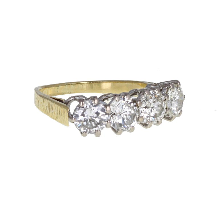 Vintage 18 Carat Gold Brilliant-Cut Diamond Four-Stone Ring For Sale at ...