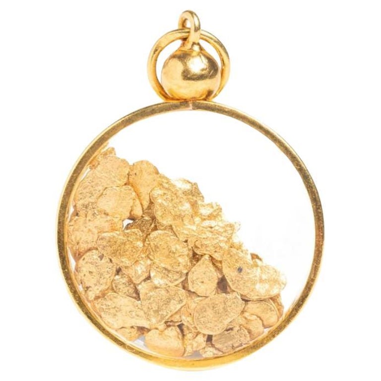 Vintage 18 Ct Gold Glass Pendant with Natural Gold Flakes For Sale at ...
