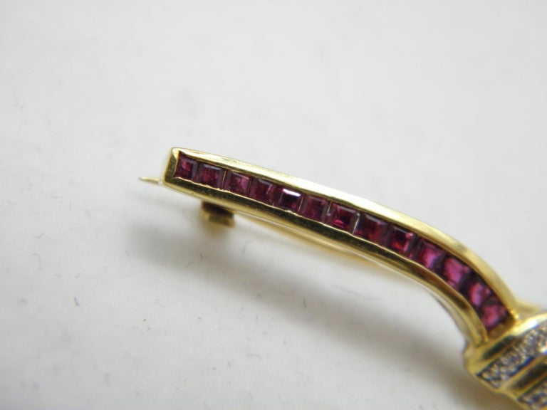 Vintage 18ct Gold Ruby Diamond Albatross Bar Brooch Pin c1980 Heavy 6 ...