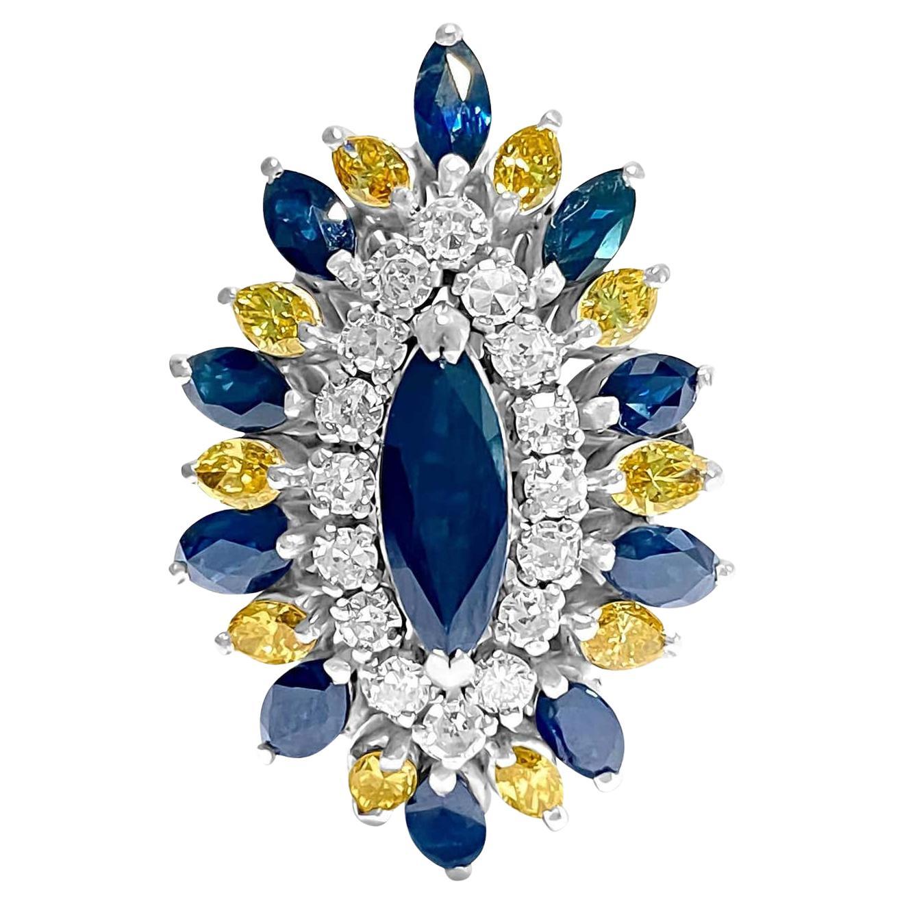 CHOPARD Blue Sapphire Diamond Wave Ring For Sale at 1stDibs