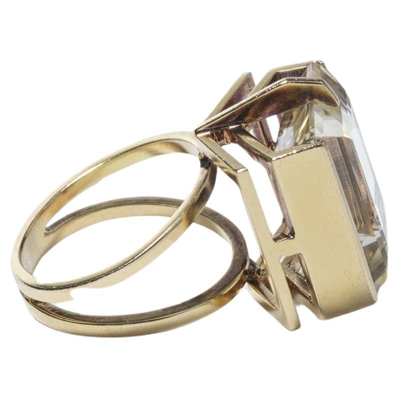 Vintage 18k Gold and Rock Crystal Ring For Sale at 1stDibs