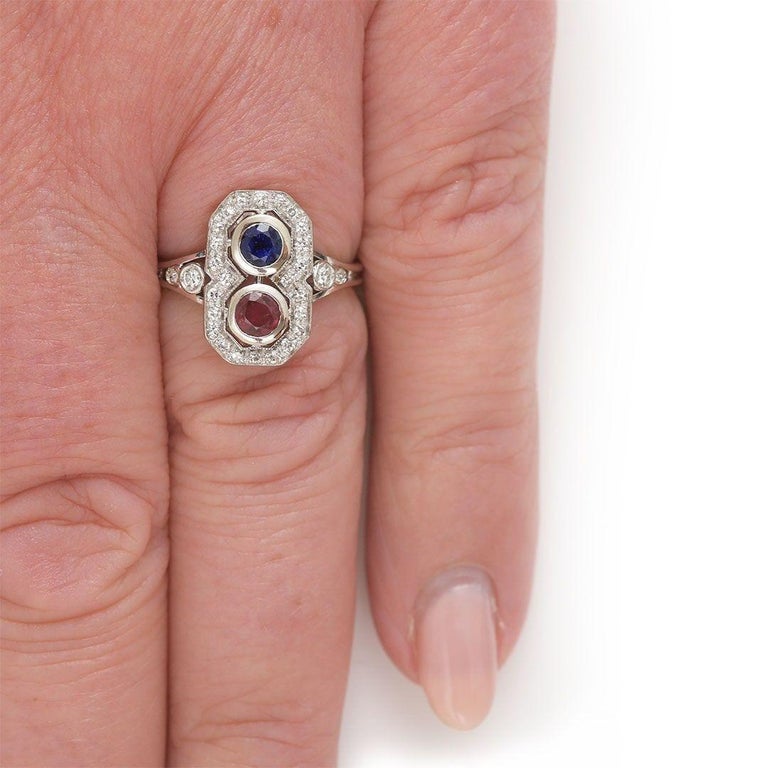 Vintage 18k Gold Boodles Ruby, Sapphire and Diamond Plaque Ring Circa ...