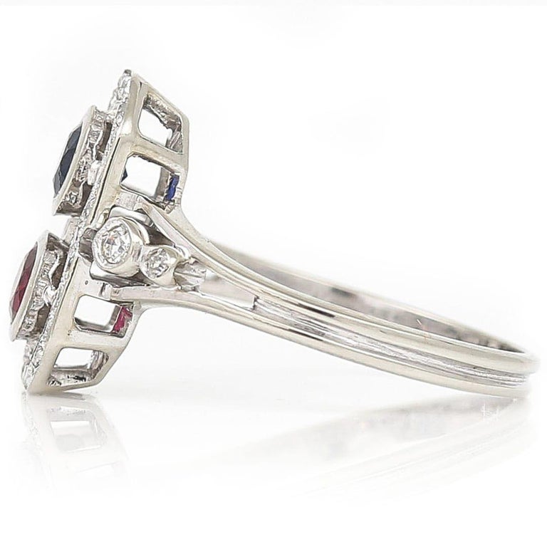 Vintage 18k Gold Boodles Ruby, Sapphire and Diamond Plaque Ring Circa ...