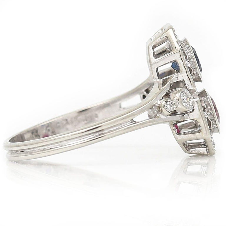 Vintage 18k Gold Boodles Ruby, Sapphire and Diamond Plaque Ring Circa ...