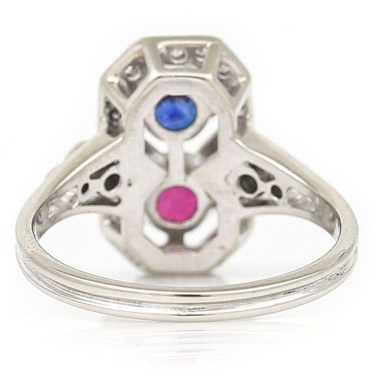 Vintage 18k Gold Boodles Ruby, Sapphire and Diamond Plaque Ring Circa ...