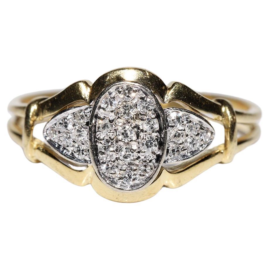 Vintage 18k Gold Circa 1970s Natural Diamond Decorated Cluster Ring For ...