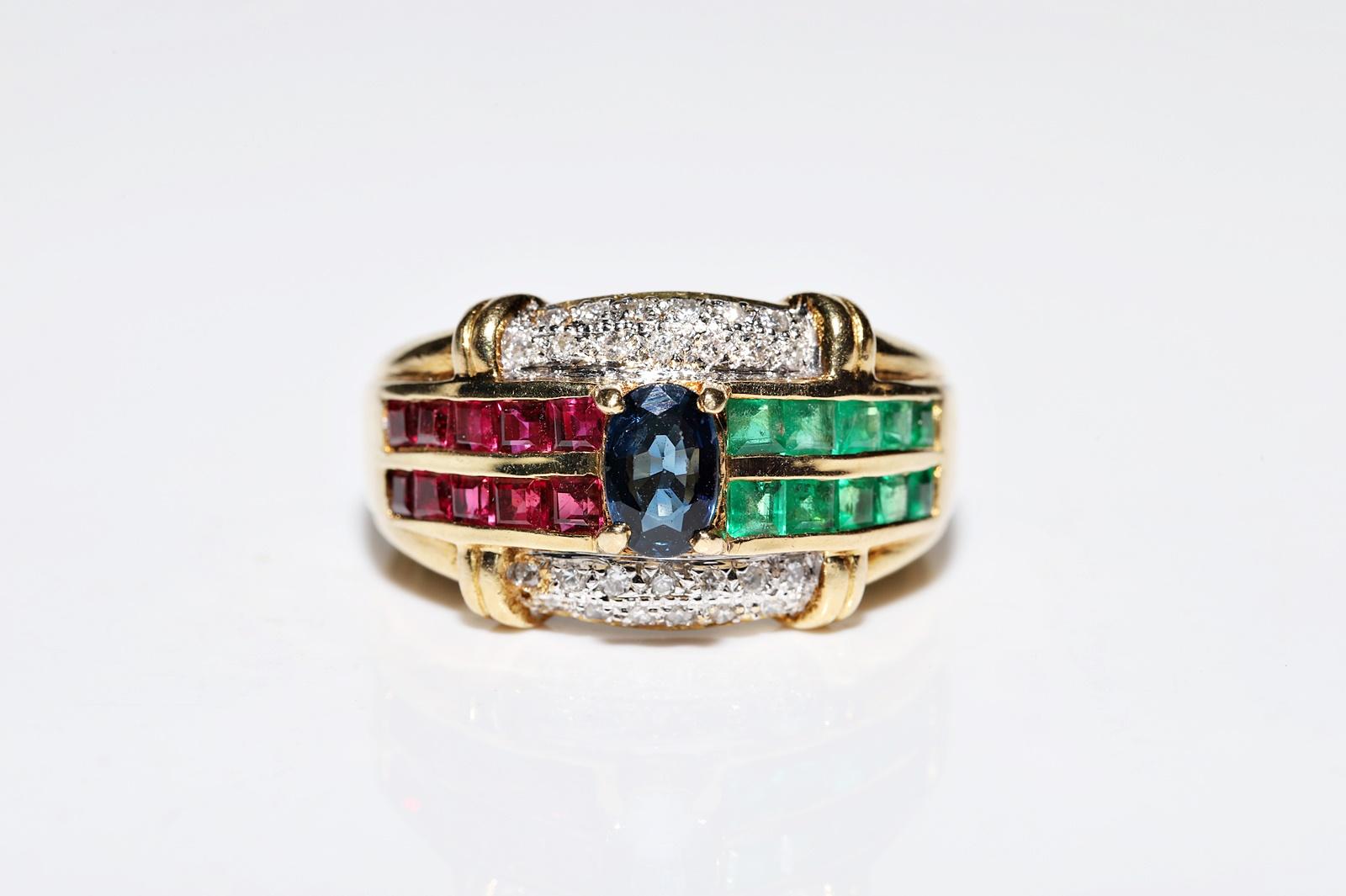 Vintage 18k Gold Circa 1980s Natural Diamond And Sapphire Emerald Ruby ...