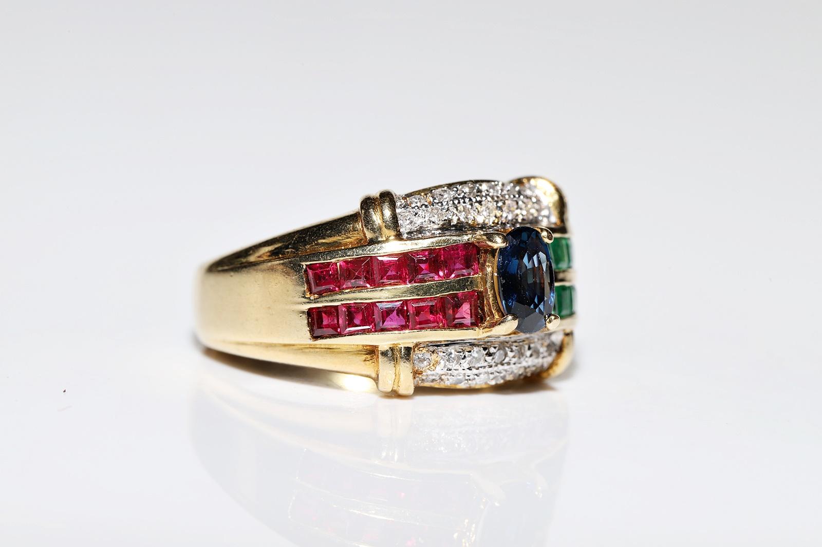 Vintage 18k Gold Circa 1980s Natural Diamond And Sapphire Emerald Ruby ...