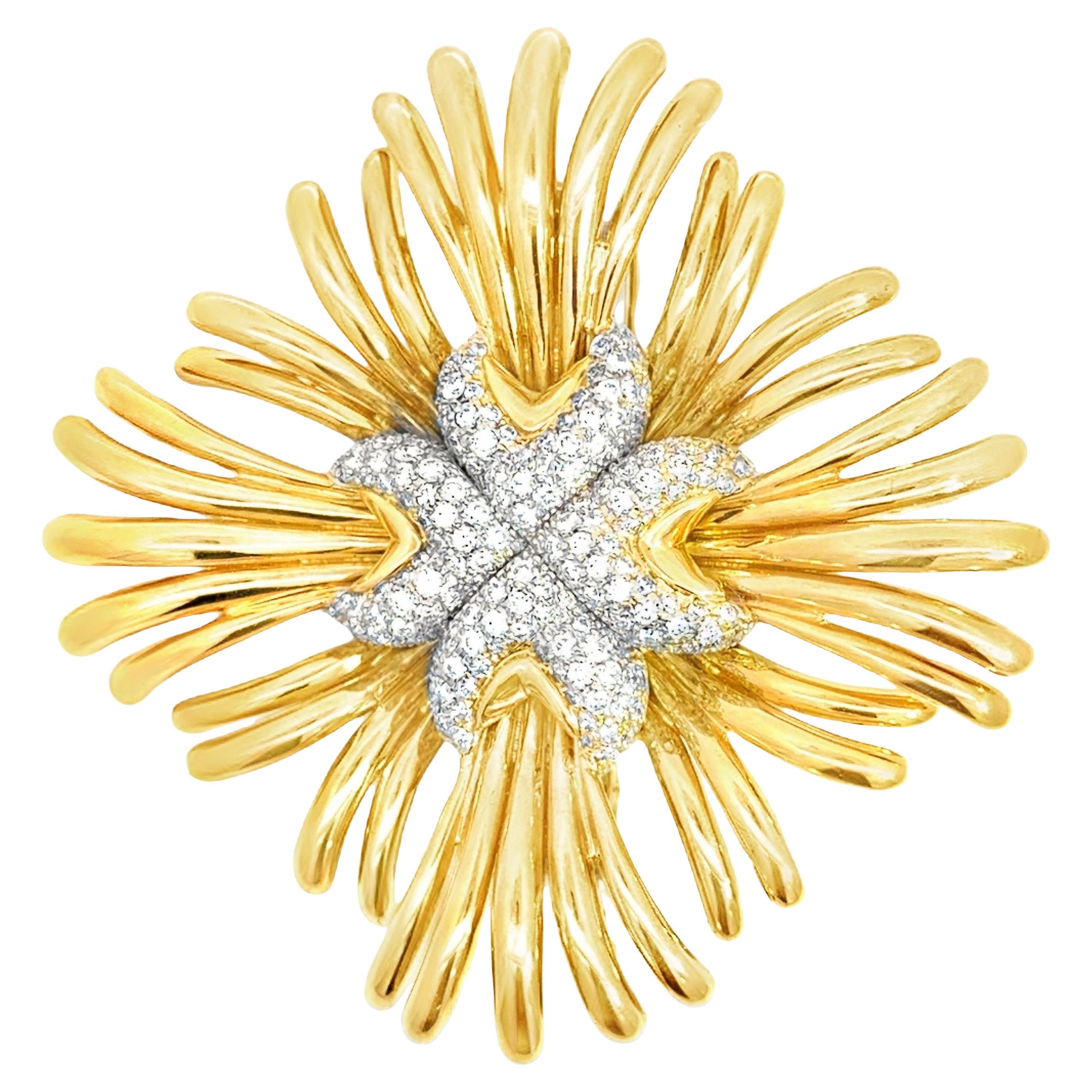 Honora Diamond Yellow Gold Brooch Pendant For Sale at 1stDibs | honora ...