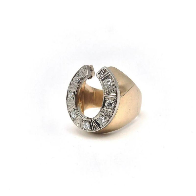 Vintage 18K Gold and Diamond Unisex Horseshoe Ring, circa 1960s, 70s at ...