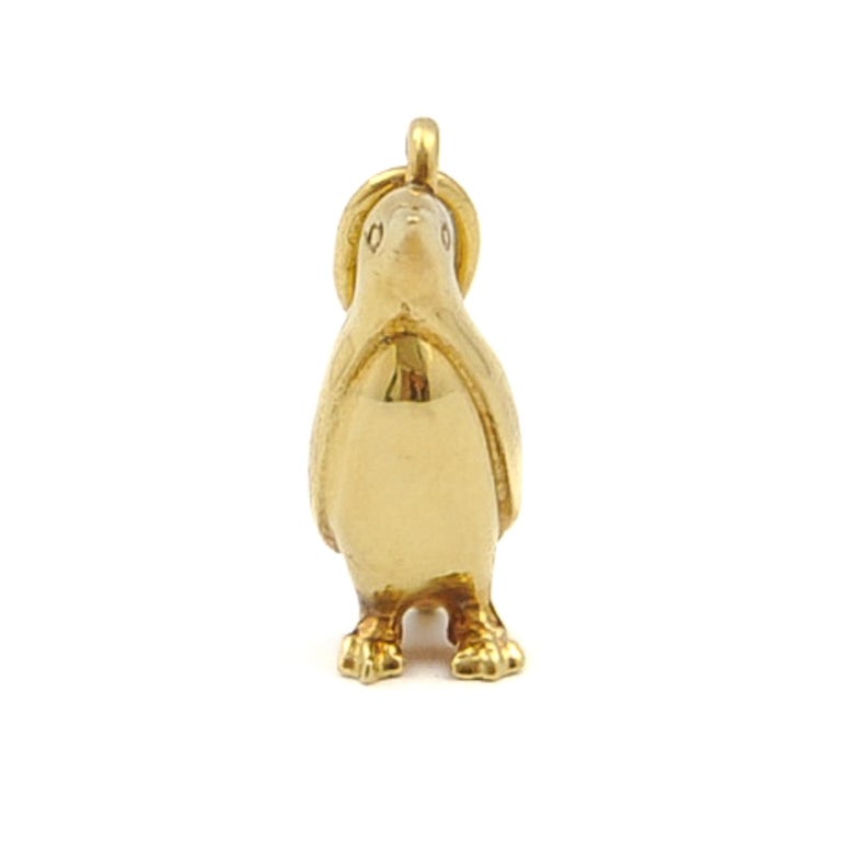 Vintage 18K Gold Emperor Penguin Charm Pendant For Sale at 1stDibs