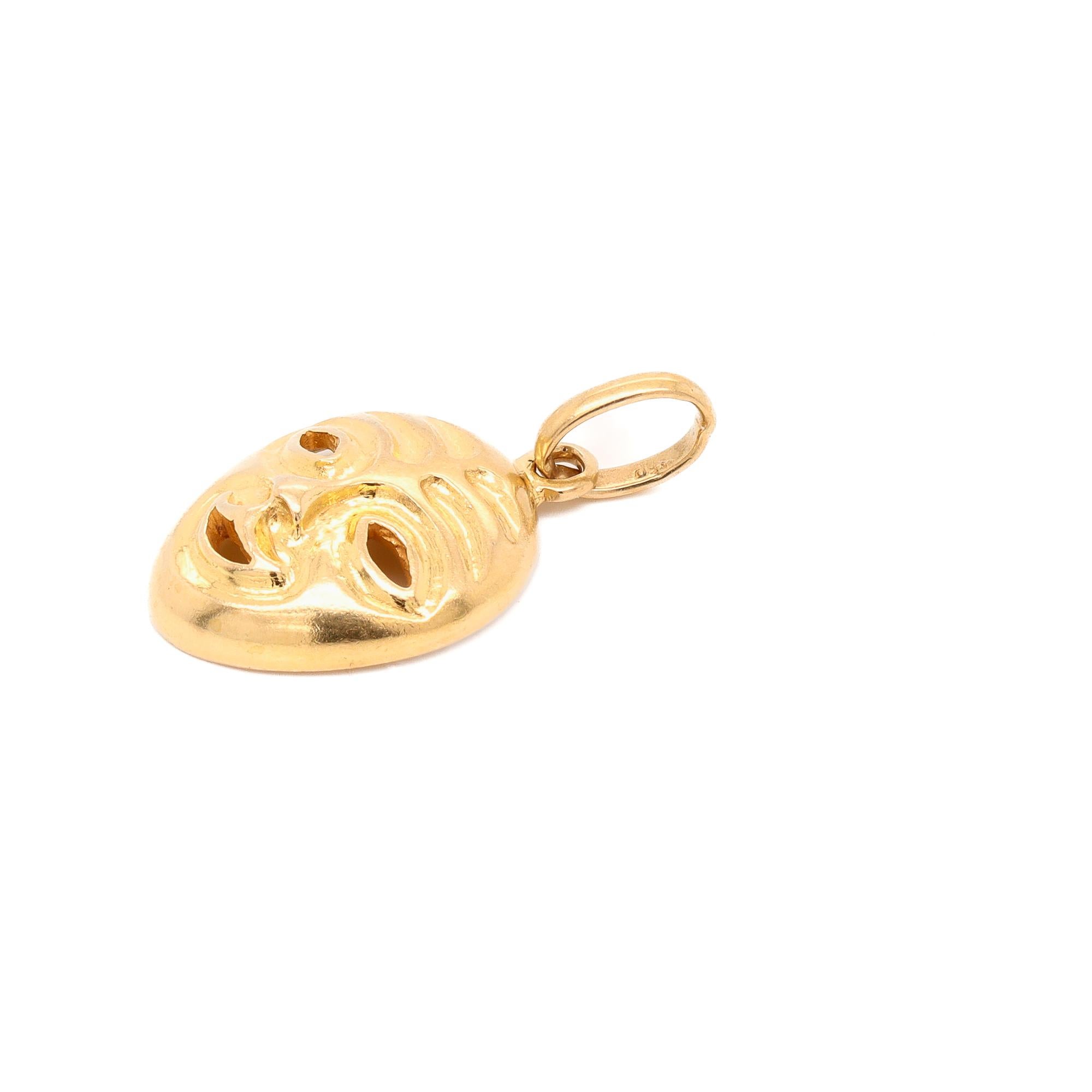 Vintage 18K Gold Figural Theater Mask Necklace Pendant or Charm for a ...
