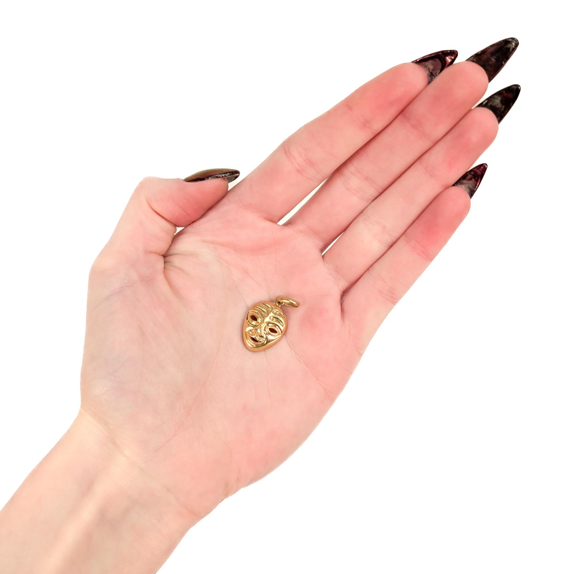Vintage 18K Gold Figural Theater Mask Necklace Pendant or Charm for a ...