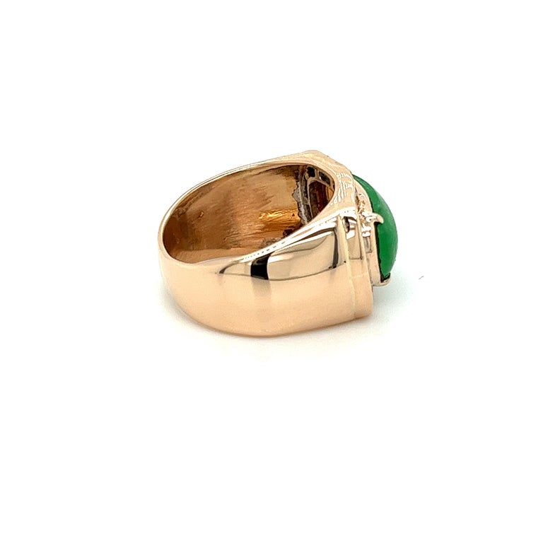 Vintage 18k Gold Horizontally Set Wide Jadeite Jade and Channel Set ...