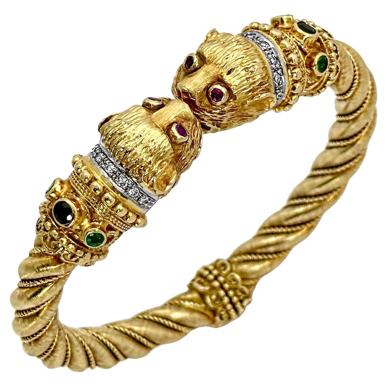 Vintage 18K Gold Lalaounis, Ruby, Emerald, Sapphire and Diamond Chimera ...